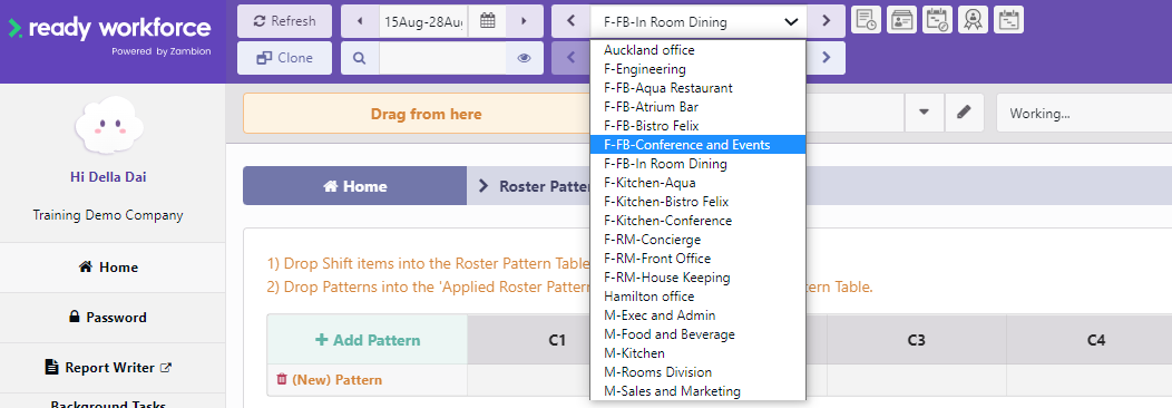 Create a Pattern Group in Roster Pattern Designer